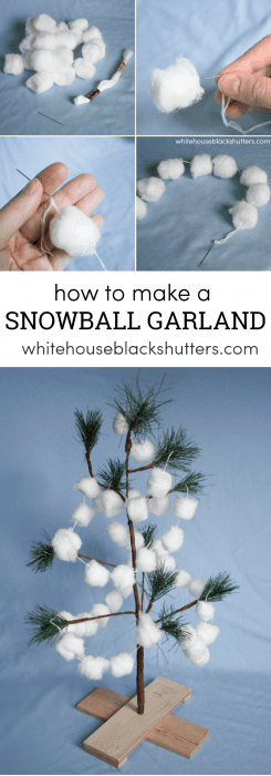 DIY Snowball Christmas Garland - whitehouseblackshutters.com