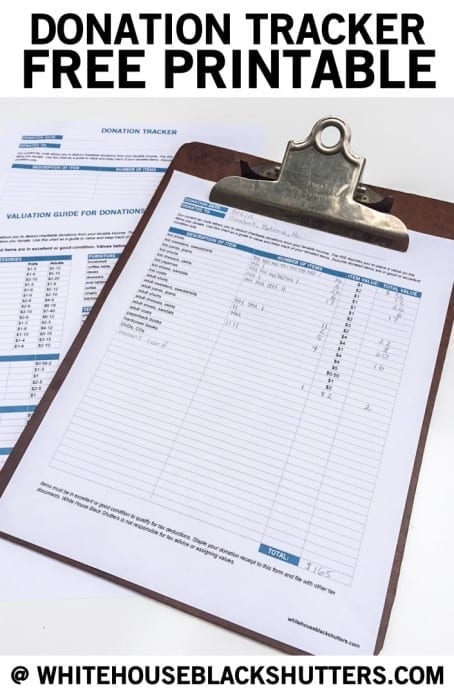 Donation Values Guide and Printable - white house black shutters