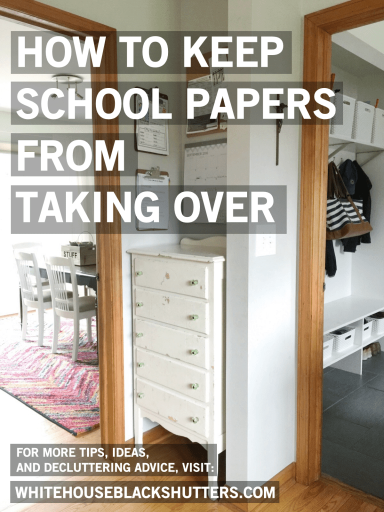 How to Keep School Papers From Taking Over - white house black shutters